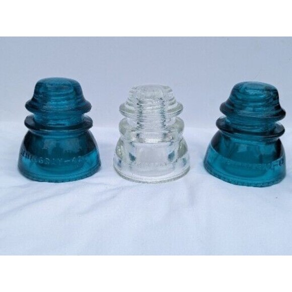 Other | Vtg Lot Of 3 Hemingray 42 Beaded Aqua Blueclear 45 Glass ...